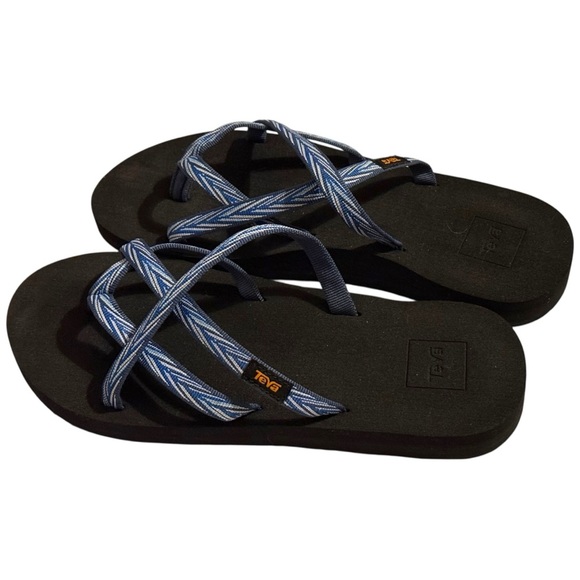 Teva | Shoes | Teva Black Sandals With Blue Straps Size 9 | Poshmark